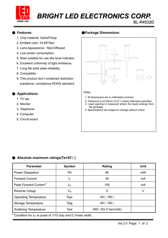 BL-R4532D technical document page 1