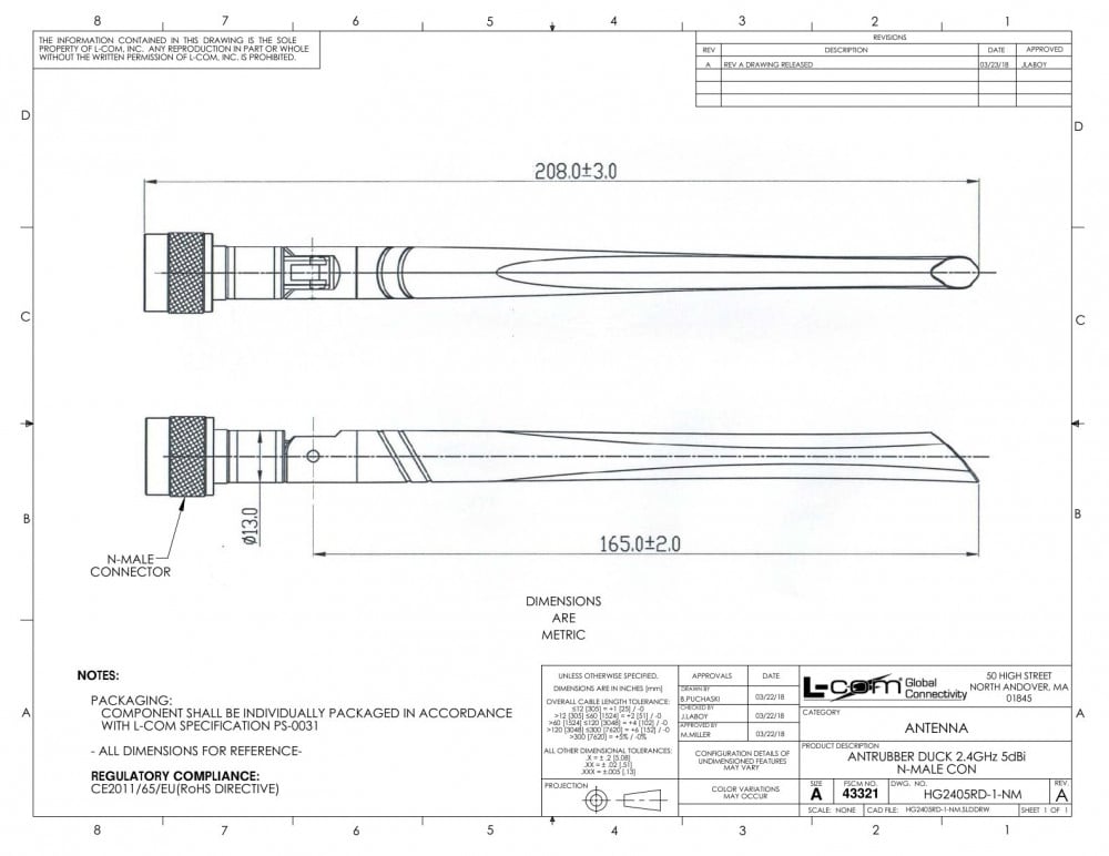 L-com HG2405RD-1-NM product drawing