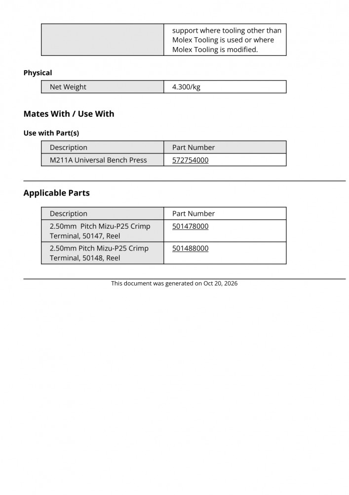 MOLEX 571443700 tooling document preview, page 3