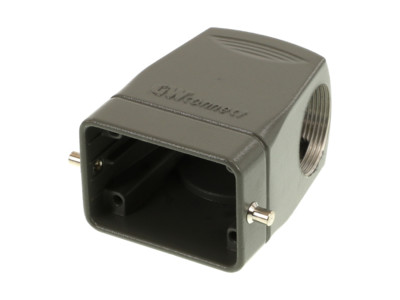 Heavy-Duty Harsh Environment (HE) Single Lever Surface Mount Housing, Die-cast Aluminum, with 1 Lever, with Auto Closing Cover, with Gasket, Size 6B «44x27», M20x2 Thread, Black