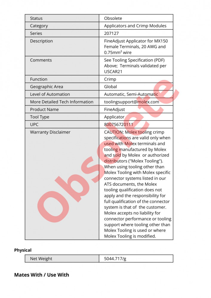 Document page 2 for Molex applicator 639000900
