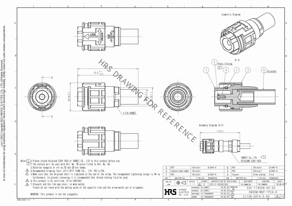 HRS EM30M-WBP-1PCA-K technical drawing preview