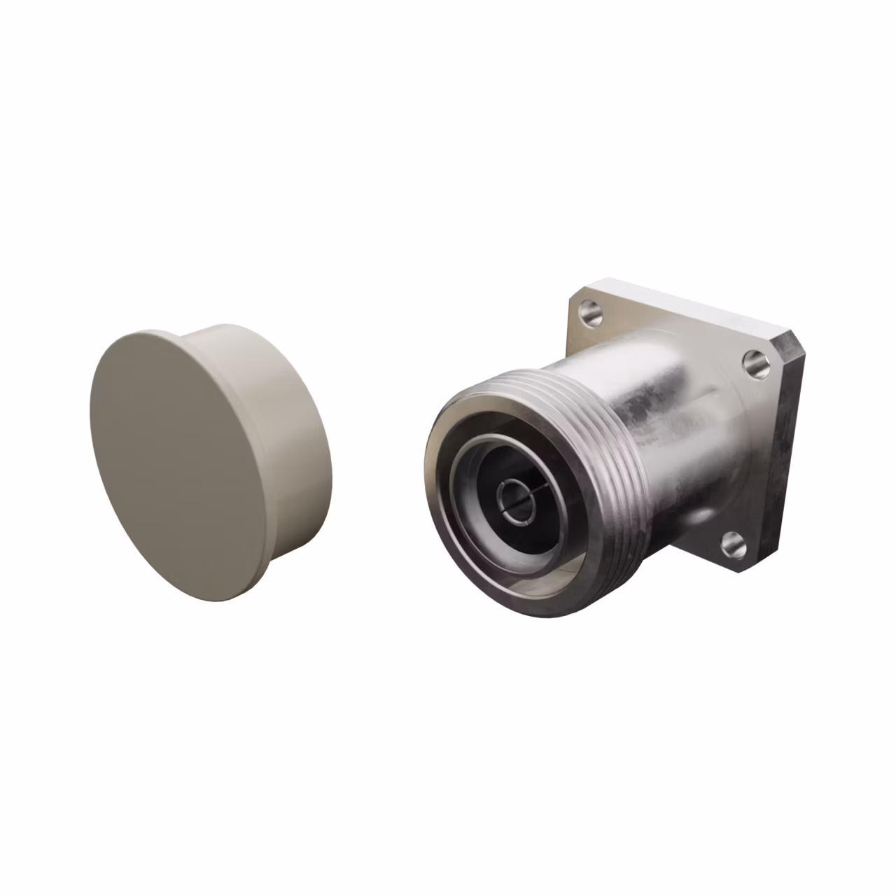 DIN 7/16 Jack, Straight, 4-Hole Flange Mount, Solder, RG-402 (.141