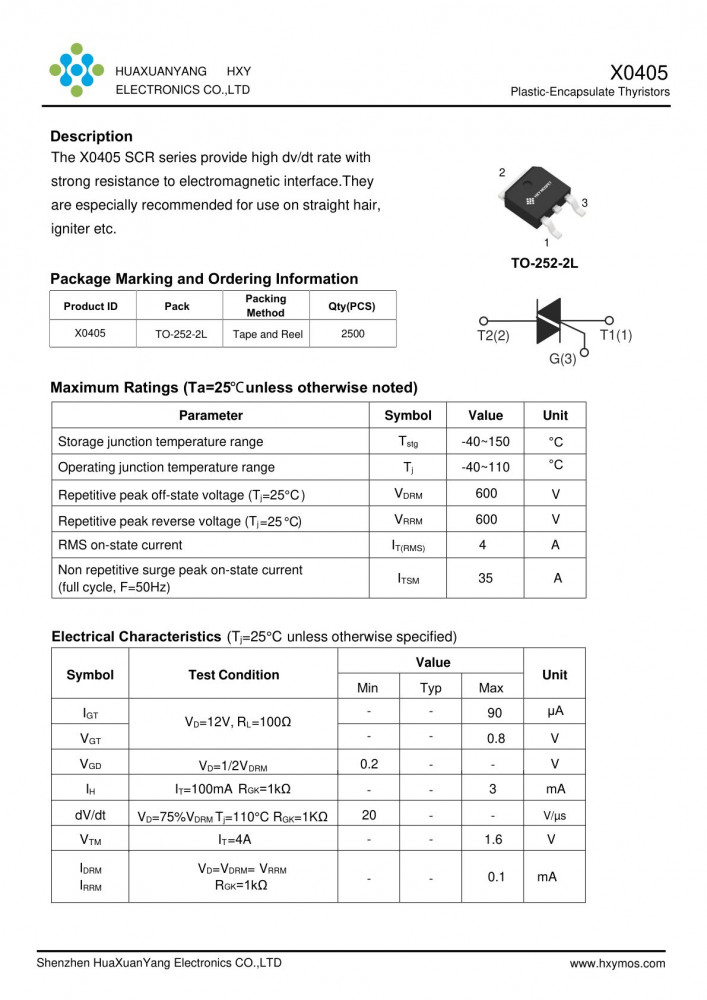 X0405 technical document page 1