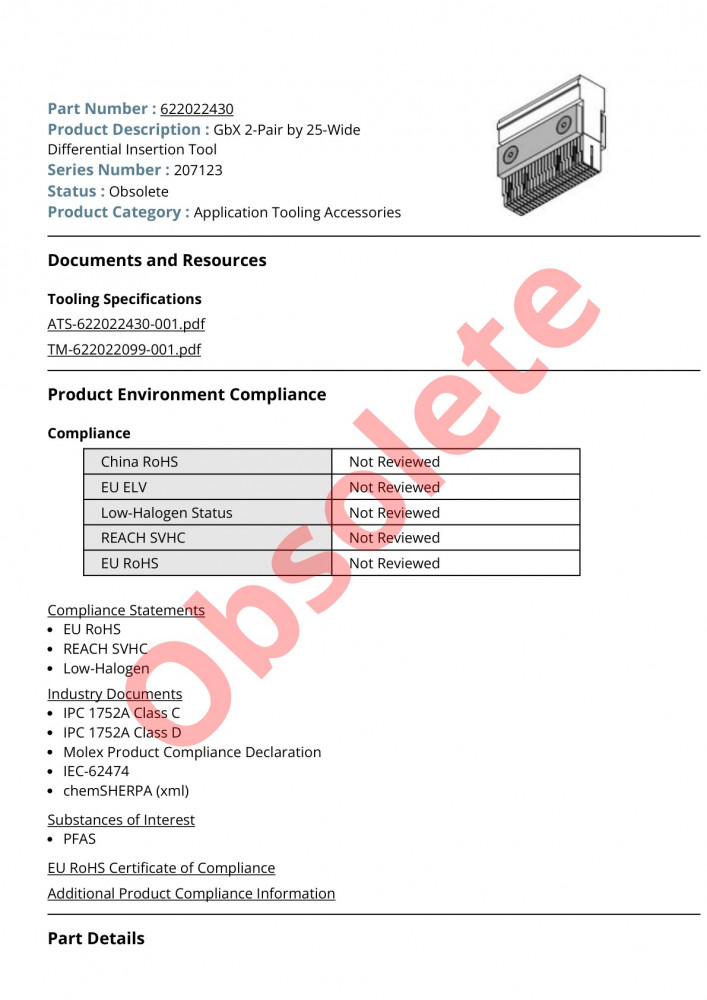 Molex 622022430 tooling document page 1