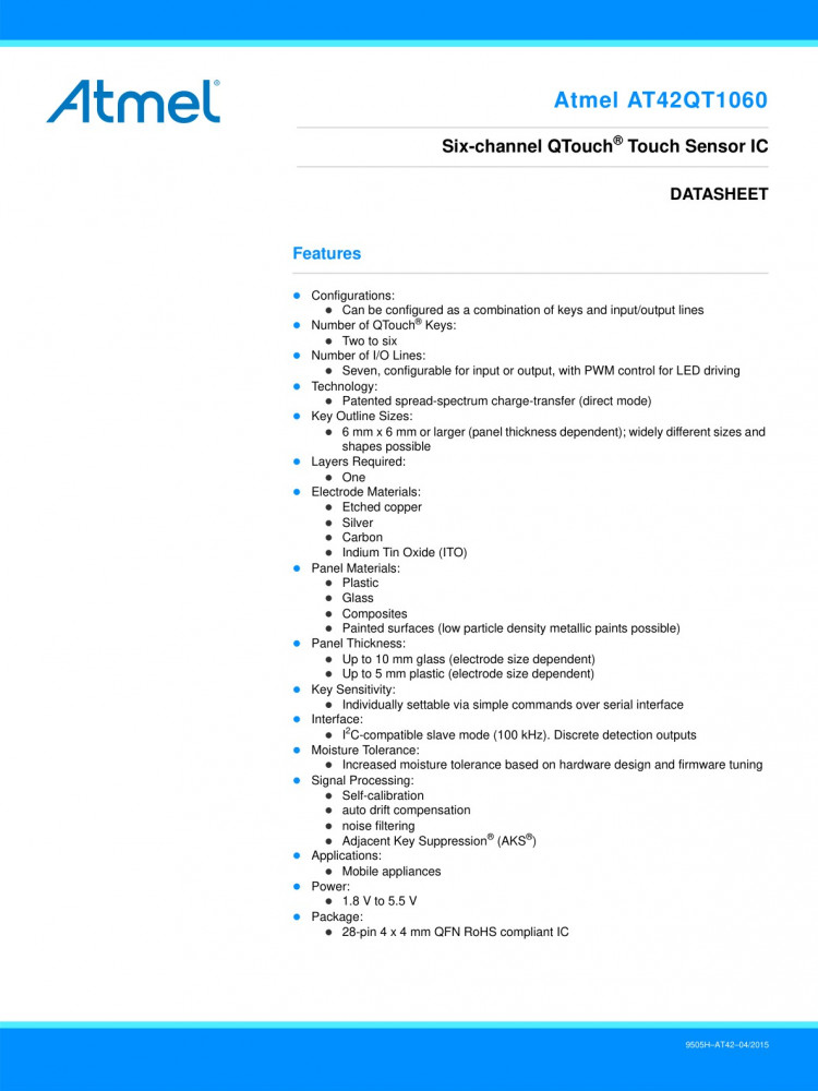 AT42QT1060 document page 1
