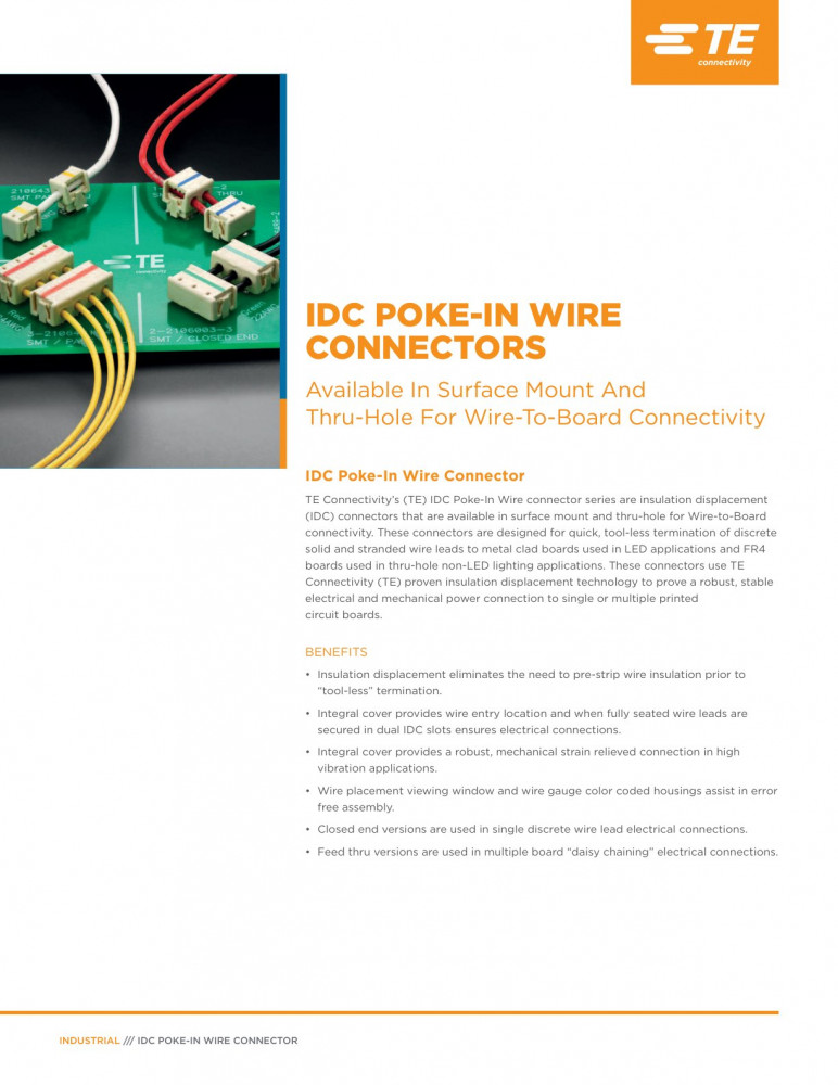 TE Connectivity IDC Poke-In connector document page 1