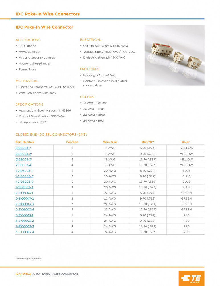 TE Connectivity IDC Poke-In connector document page 2