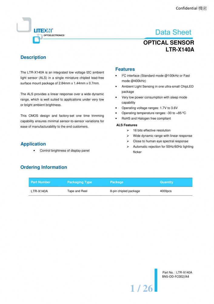 LTR-X140A datasheet page 2