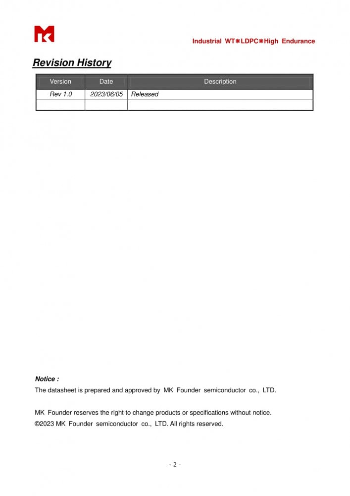 MK microSD datasheet page 2