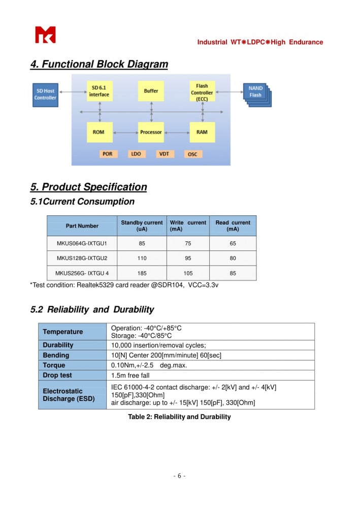 MK microSD datasheet page 6