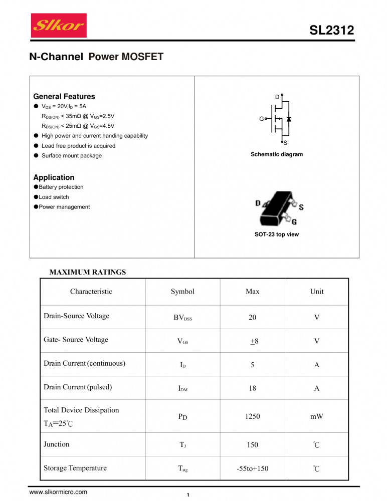 SL2312 datasheet page 1