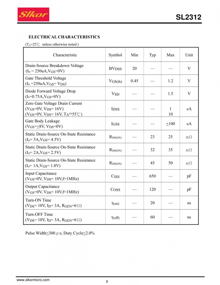 SL2312 datasheet page 2
