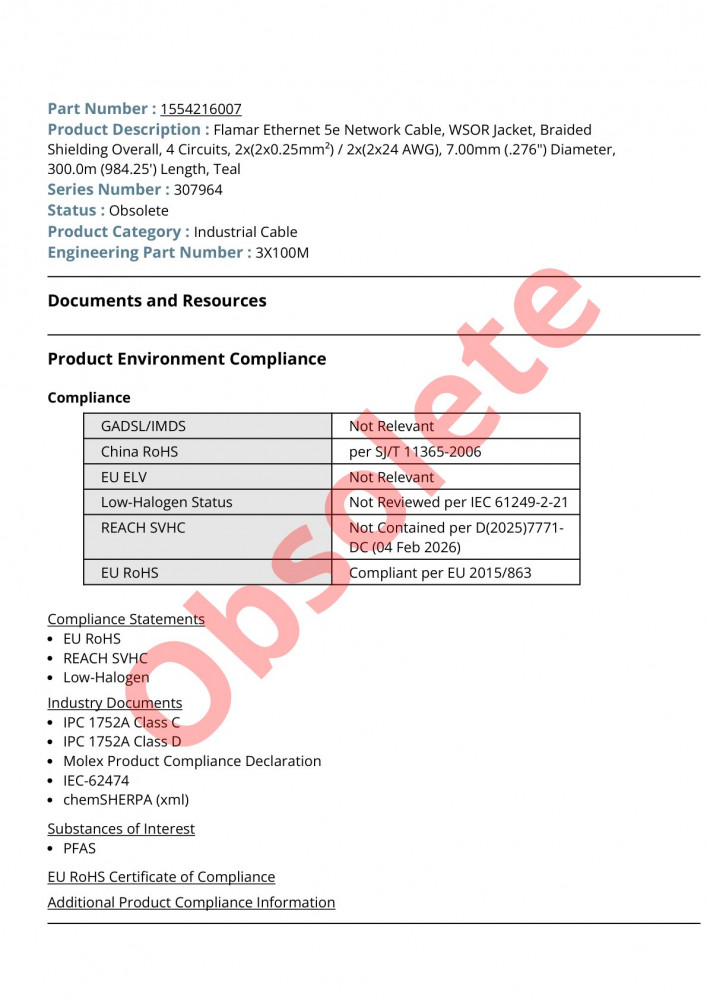 Technical document page 1 for product 1554216007