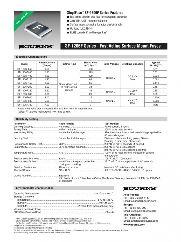 BOURNS SF-1206F datasheet page 1