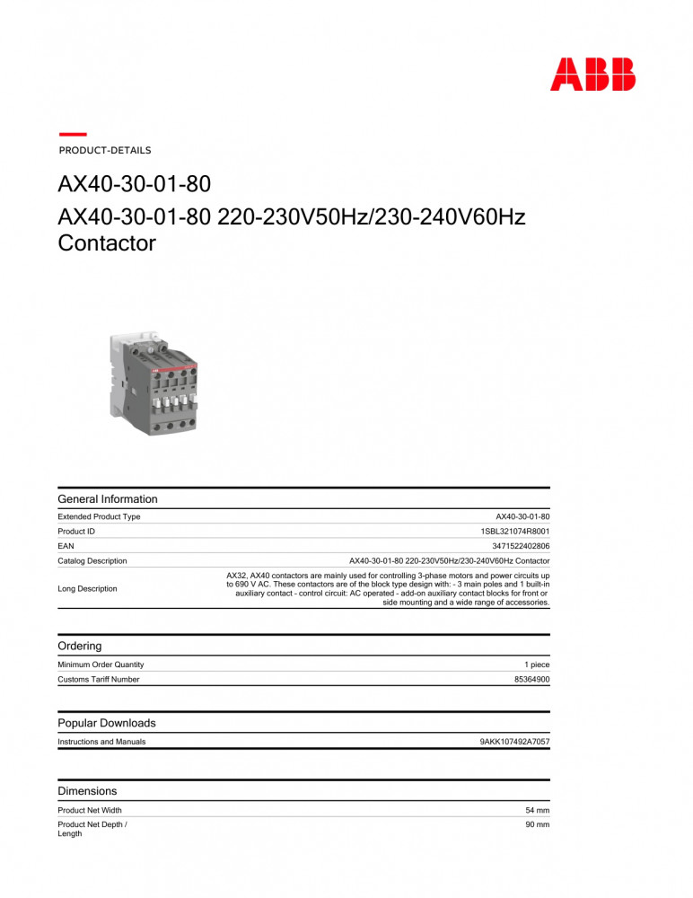 ABB AX40-30-01-80 technical document page 1