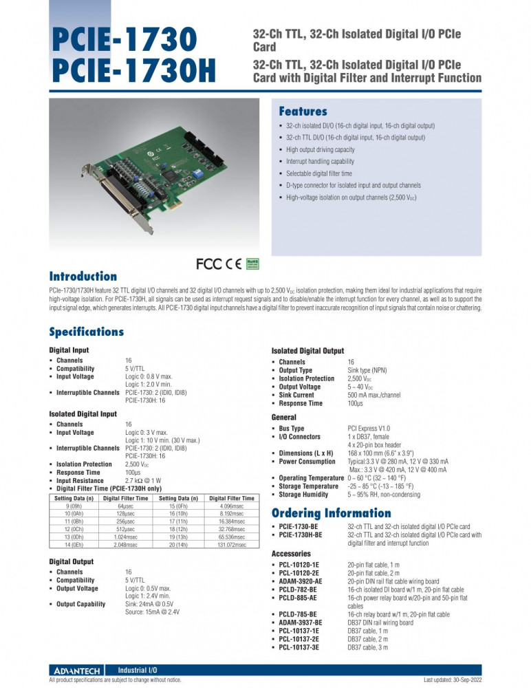 PCIE-1730 product document page