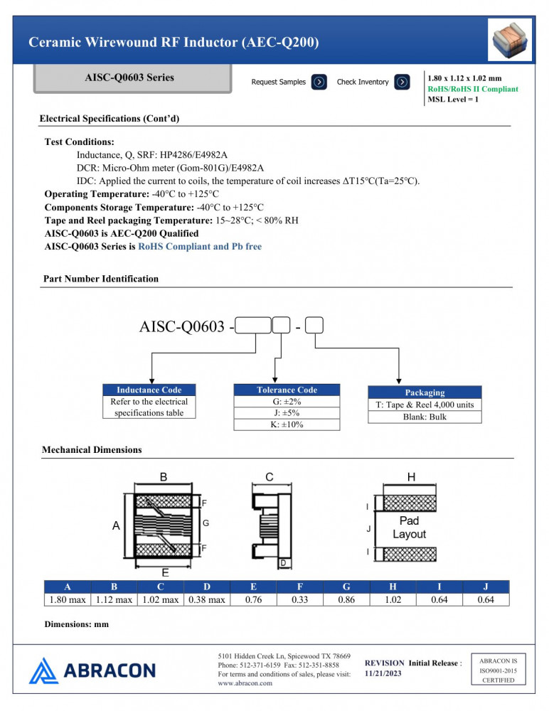 AISC-Q0603 series document page 3
