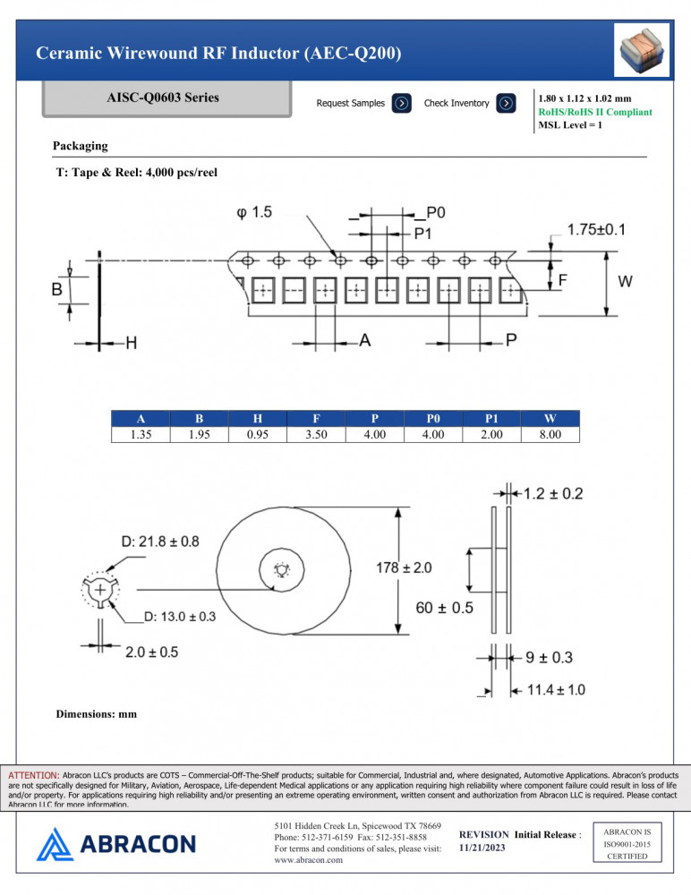 AISC-Q0603 series document page 5