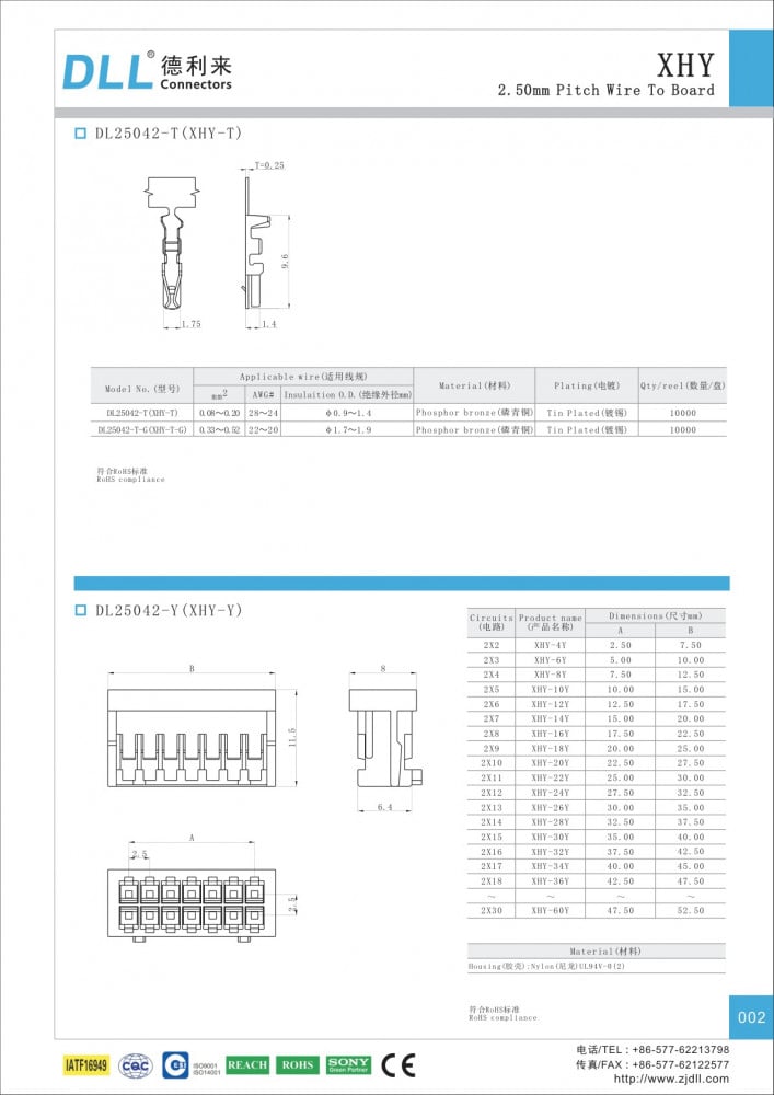 DLL XHY series technical document page 2