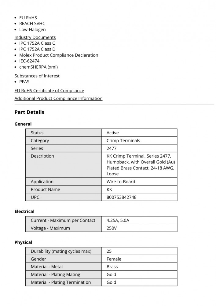 MOLEX KK 396 product specification page 2