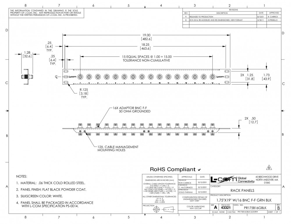 PR175B16GBLK product document page
