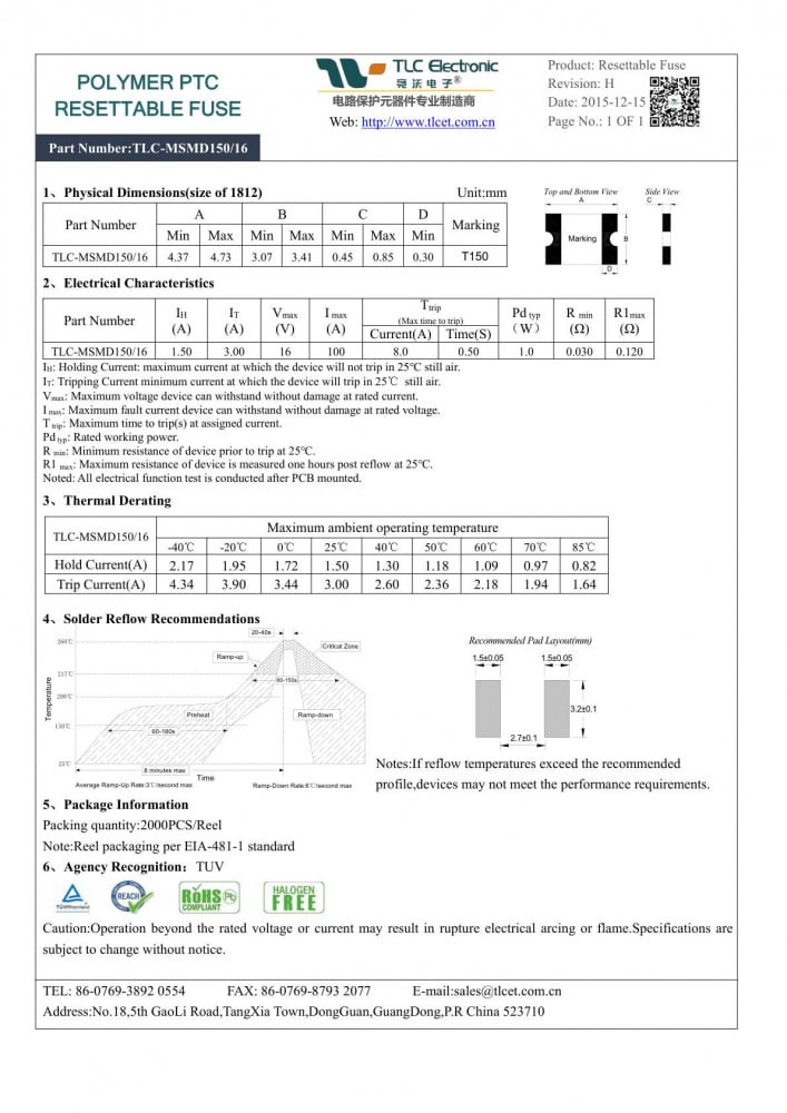 TLC-MSMD150/16 technical document