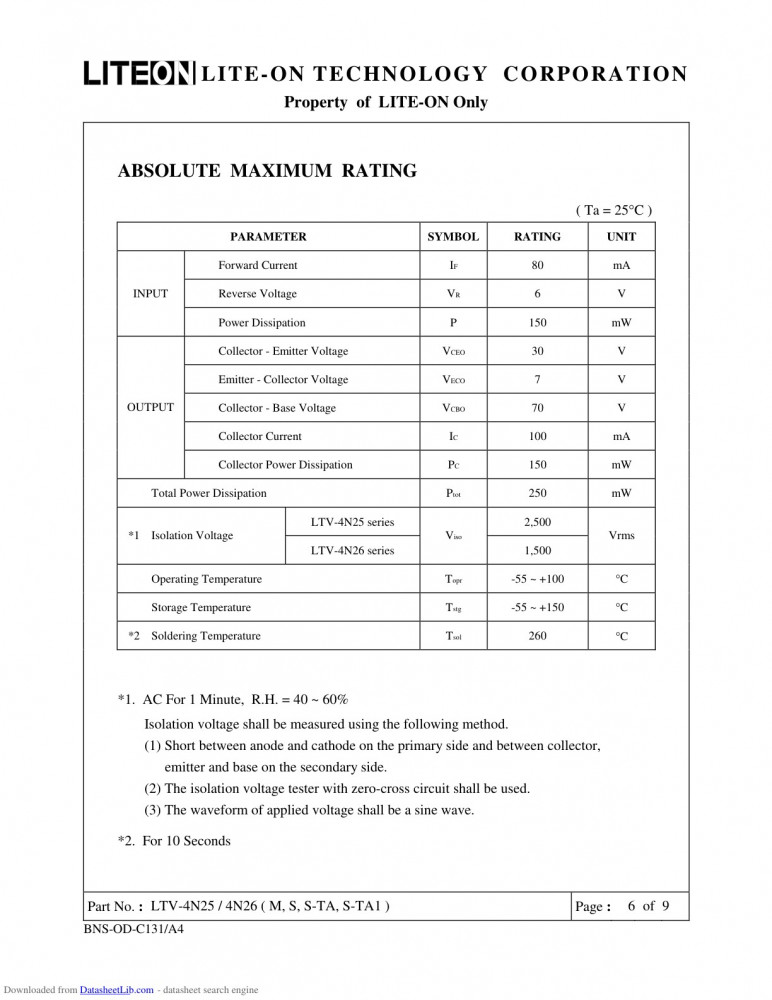 LTV-4N25 datasheet page 6