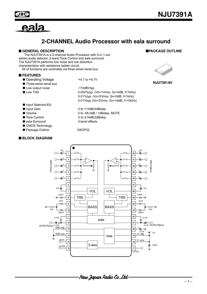 NJU7391AV-TE1 datasheet page 1