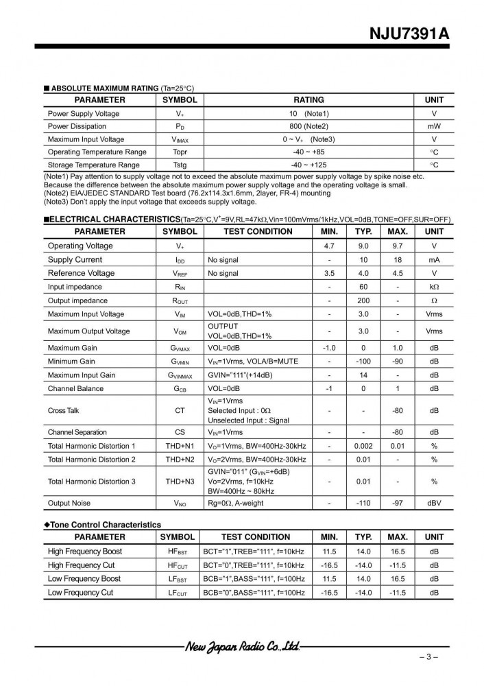 NJU7391AV-TE1 datasheet page 3