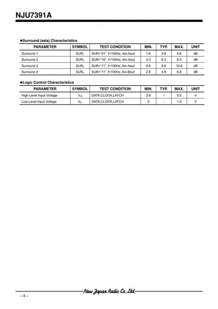 NJU7391AV-TE1 datasheet page 4