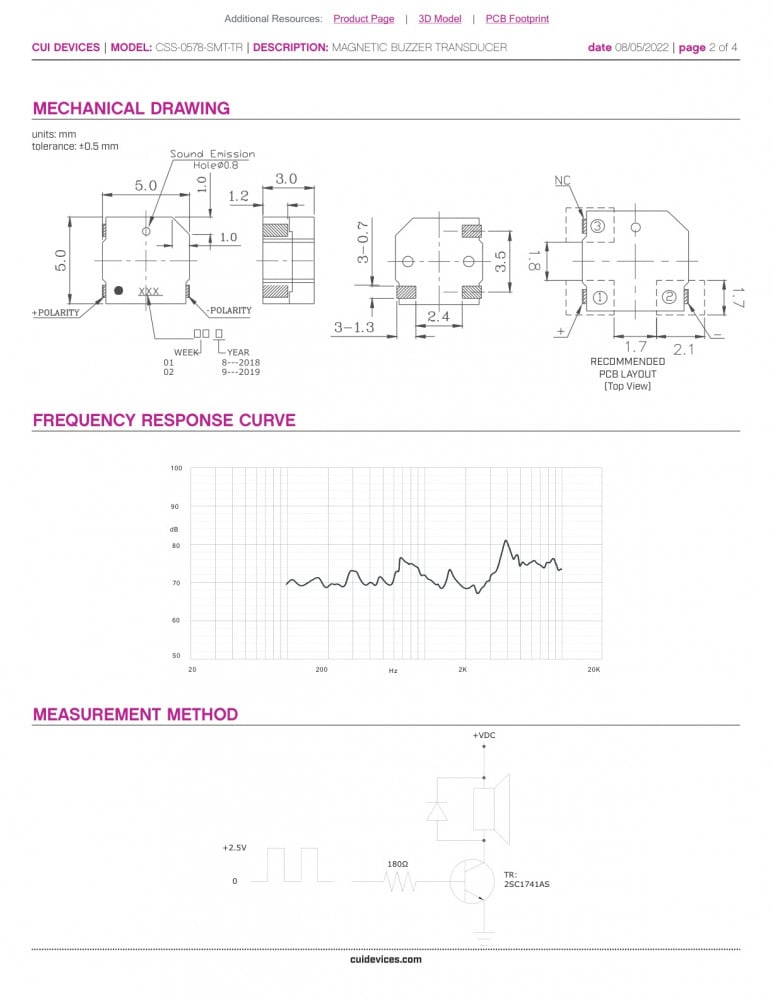 CSS-0578-SMT-TR datasheet page 2
