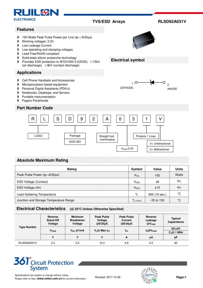 RLSD92A031V technical document page 1