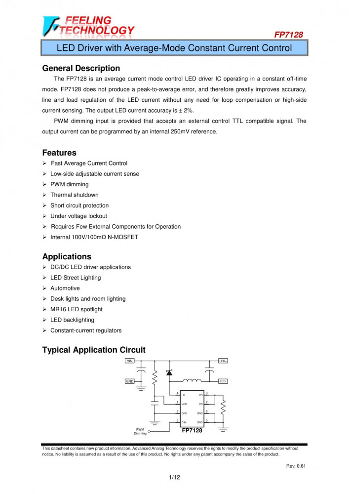 FP7128XR-G1 datasheet page 1