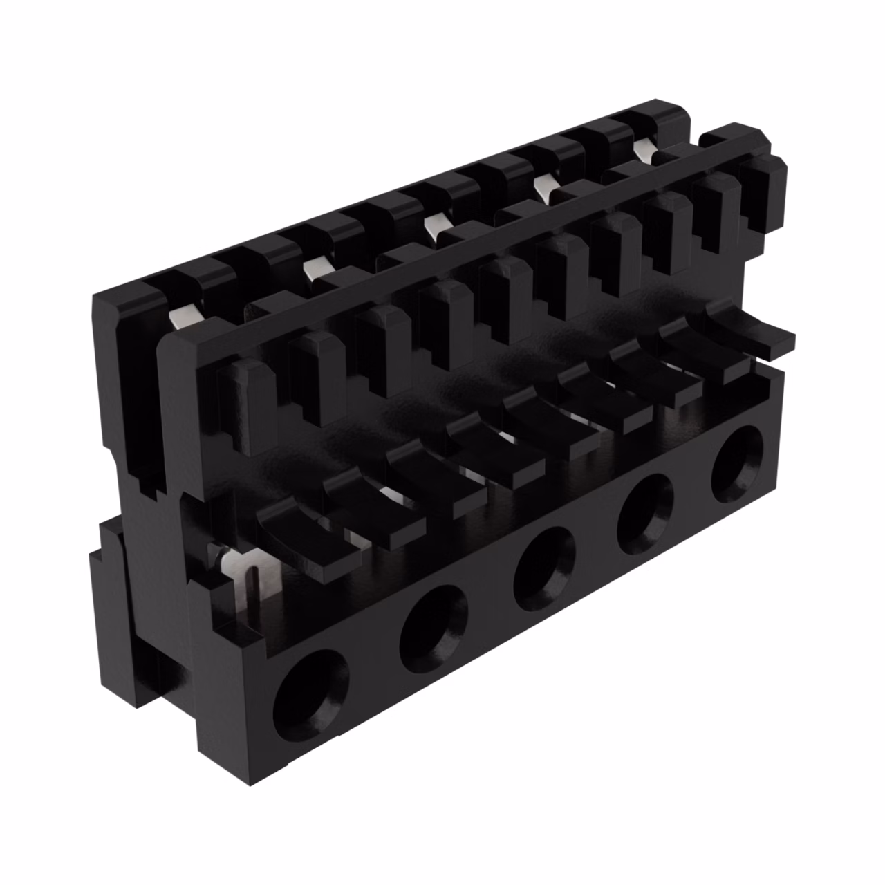 5.00mm R-Power RAST Female Connector, 10.0A, Tin Plated, 5 Circuits, UL94-V0, Fully Coded, Open End Walls, Black for sale