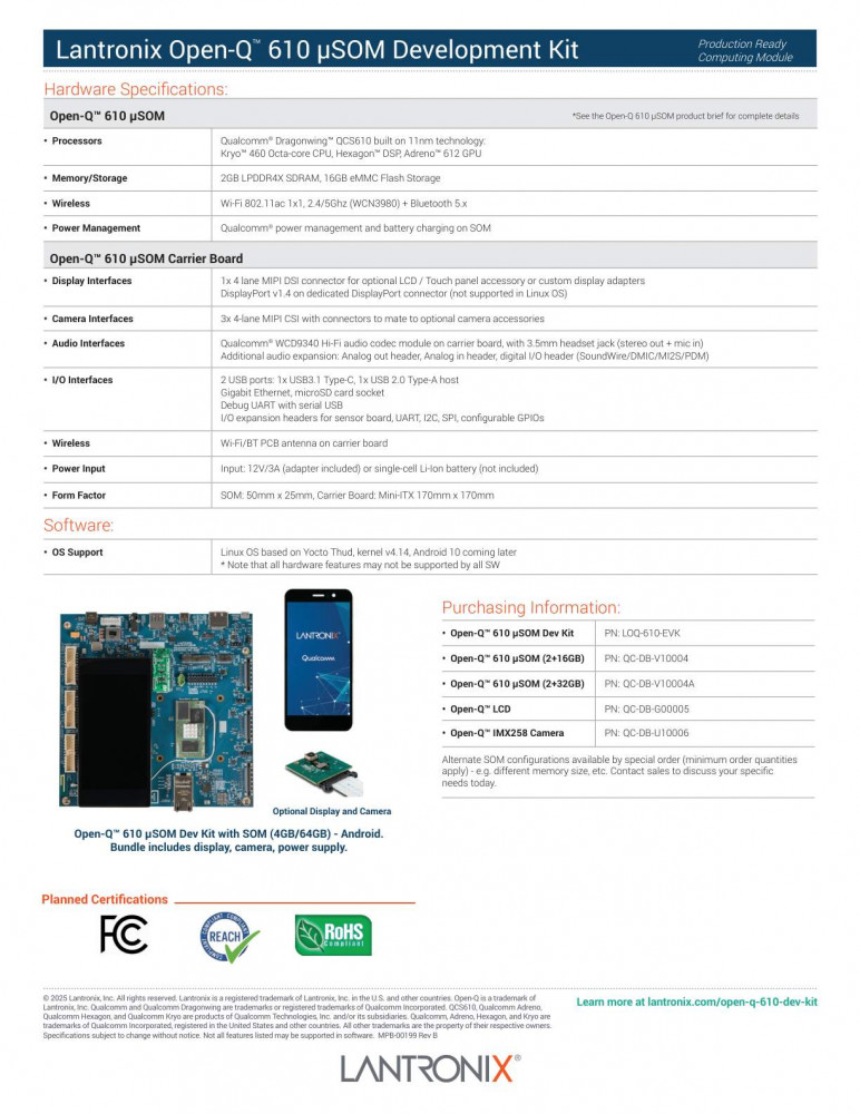 Open-Q 610 µSOM Development Kit technical document, page 2