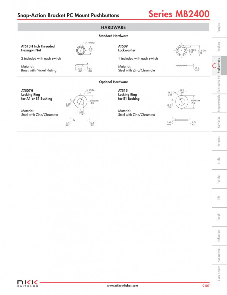 NKK Switches MB2400 series technical document, page 8