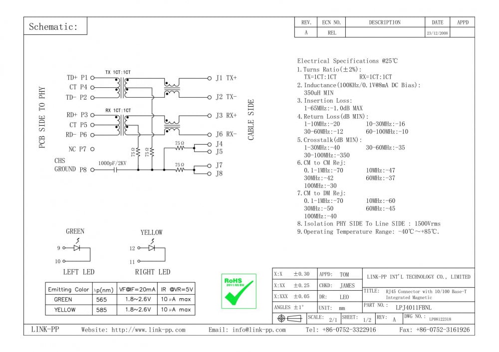 LPJ4011FBNL schematic and electrical data