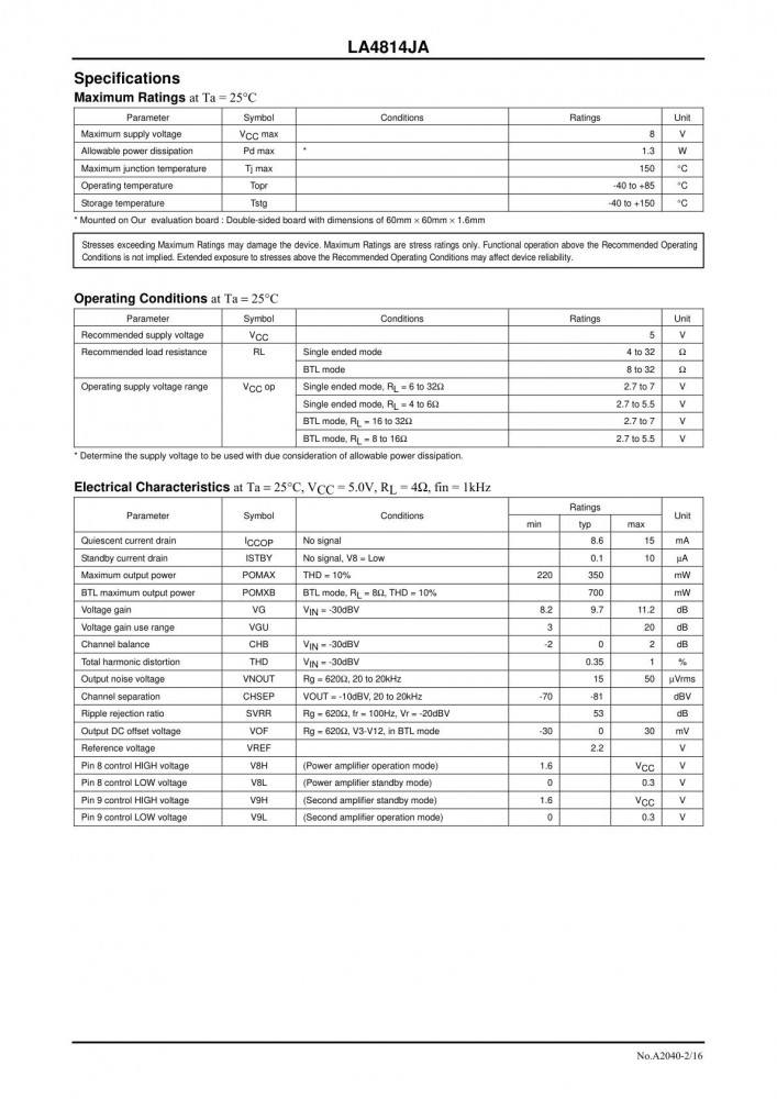 LA4814JA-AE datasheet page 2