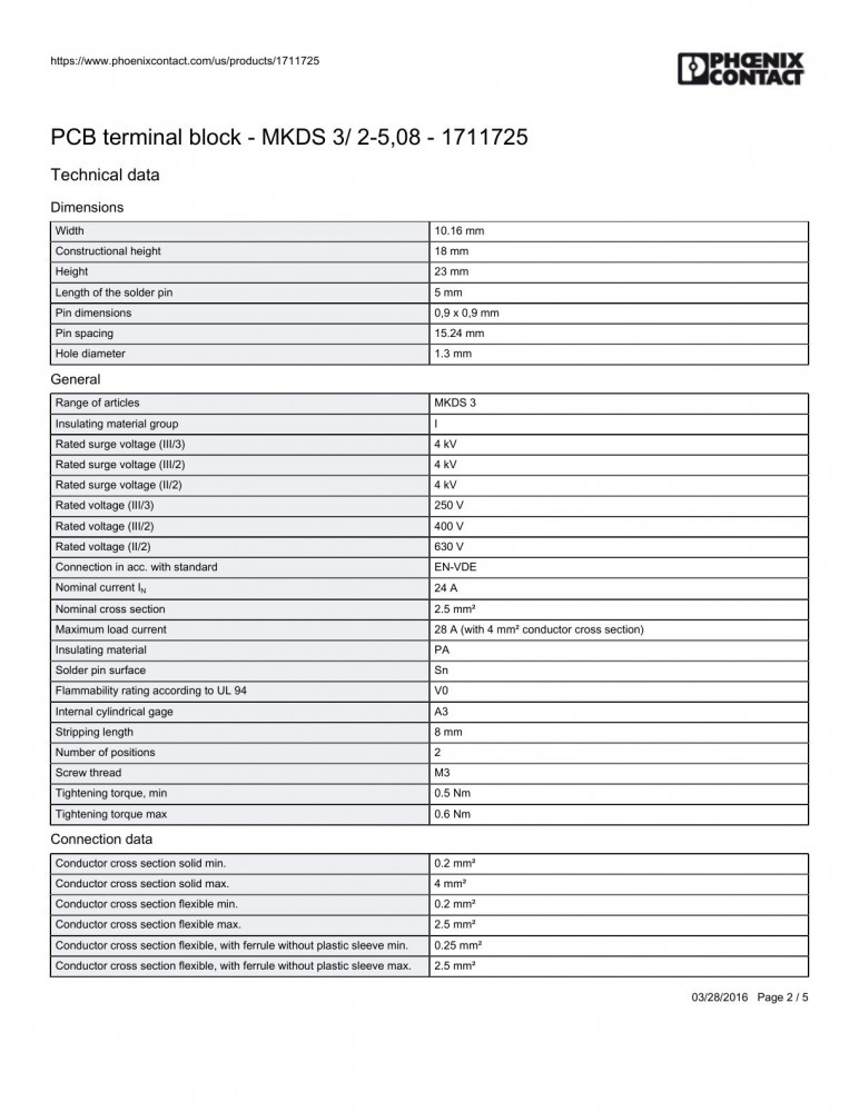 Phoenix Contact 1711725 technical document page 2