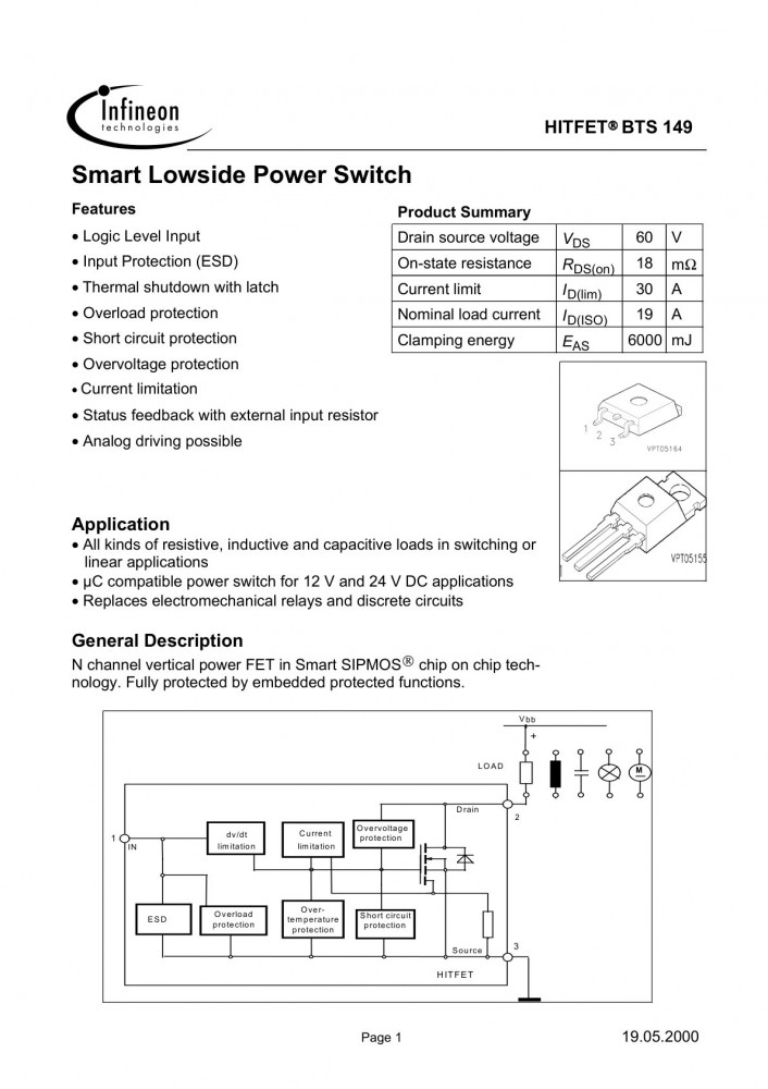 BTS149NK datasheet page 1