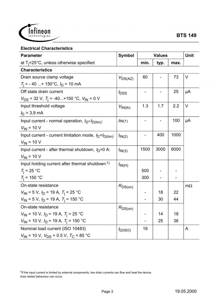 BTS149NK datasheet page 3