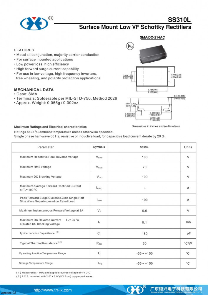 JUXING SS310L datasheet page 1