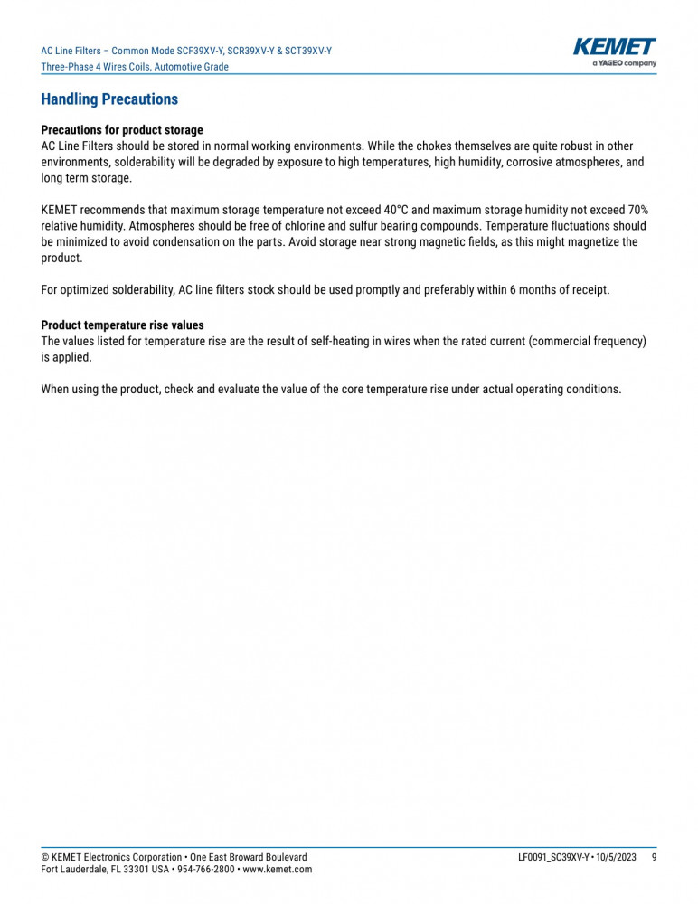 KEMET SCT39XV-Y datasheet page 9