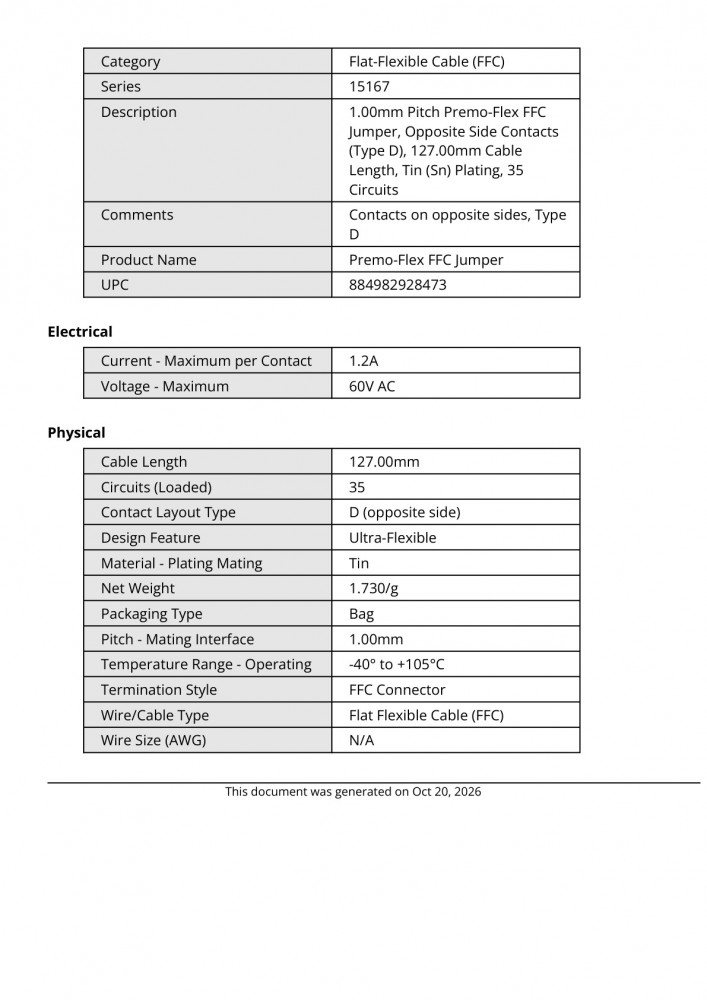 Molex FFC family specification page 2