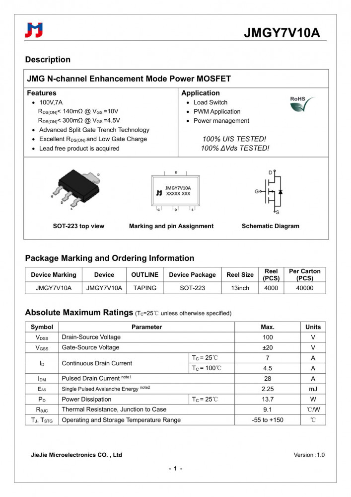 JMGY7V10A datasheet page 1