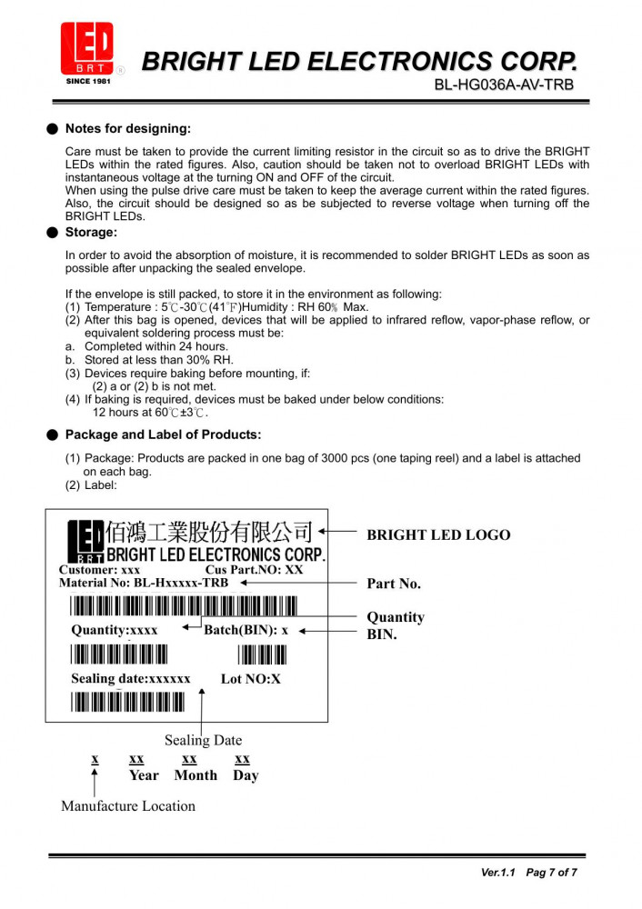 BL-HG036A-AV-TRB datasheet page 7