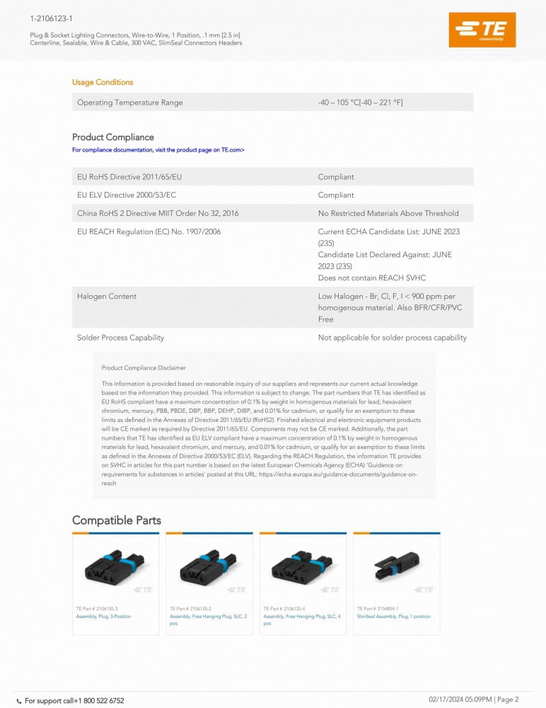 TE Connectivity 1-2106123-1 document page 2