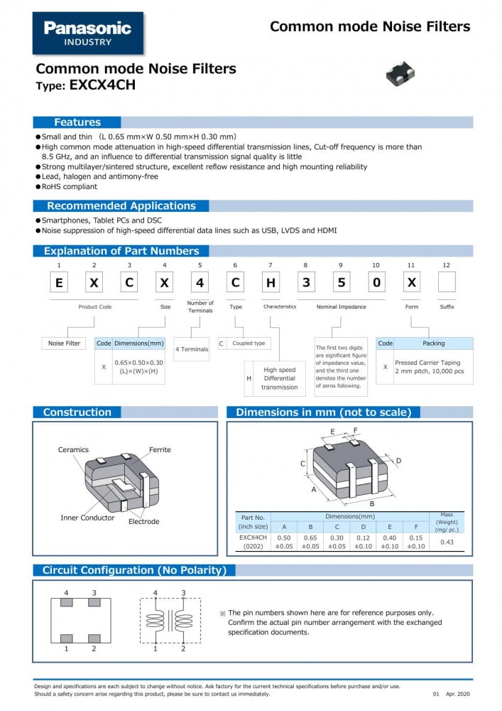 EXCX4CH series technical document page 1