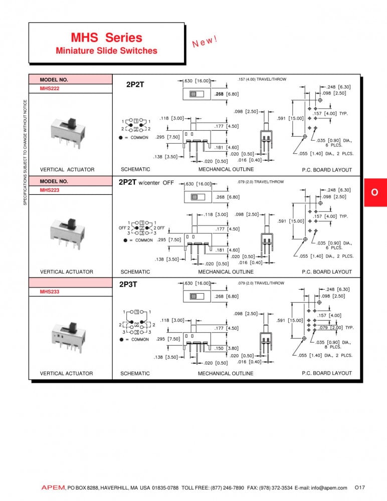 APEM MHS series datasheet page 4